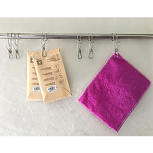 Dadamong 20Pcs Stainless Steel Long Tail Clip with Hooks Clothes Pins, Hollow Out Metal Wire Binder Paper Clip, Hanging Universal Clips for Kitchen Bathroom Office DIY