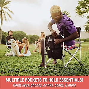 ONIVA - a Picnic Time brand - Sports Chair with Side Table, Beach Chair, Camp Chair for Adults, (Navy Blue)