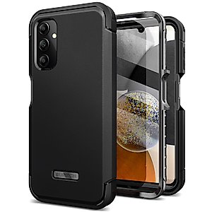SURITCH for Samsung Galaxy A14 5G Phone Case, [Built-in Screen Protector] Heavy Duty Protection Shockproof Rugged Dual-Layer Phone Cover-Black