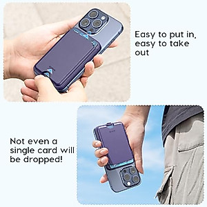 NIYEVN Magnetic Cardholder Wallet for iPhone - Leather Cellphone Magnet Wallet with Adjustable 3 Card Holder Stand Compatible with MagSafe Wallet for Back of Apple Phone 15/14/13/12 Series 丨 Purple