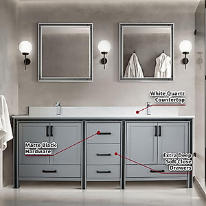 Bell+Modern Augustine 84 in W x 22 in D Dark Grey Double Bath Vanity and White Quartz Top