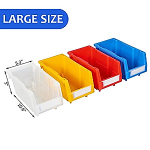 AERCANA Shop Stackable Organizer Bins Parts Bin Shelf Storage Bin Garage storage bins(Blue,Pack of 6)