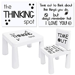 2 Pack Time Out Chairs Sticker Child Toddler Early Education Sticker by Times Overtime Chair Decoration Wall Stickers Vinyl for Boy Girl Nursery Home Decoration