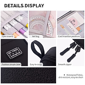 CICIMELON Durable Pen Pencil Case for School Supplies, High Capacity Pencil Bag Pouch Organizer for Teen Girls Boys Adults, Black