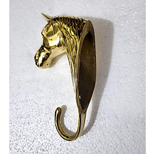 Brass Horse Head Wall Mount Hooks Set of 2 Pieces Sculpture Unique A Excellent Item for Home | Office | Restaurant Decorative Item Statue Coat Hook by INDIAART12