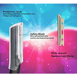 Mocuarto 6-Pieces Eyebrow Trimming Razor, Facial Razor , Remove Unwanted Facial Hair,With Biodegradable Handle And Two Different Replacement Blade