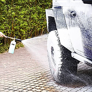 Pressure Washer Foam Gun Kit - Car Wash Short Wand with 1/4" Quick Connector, 3400 PSI Short Gun Foam Cannon + Microfiber Applicator & Sponge Mitts for Easy Cleaning 1 Liter