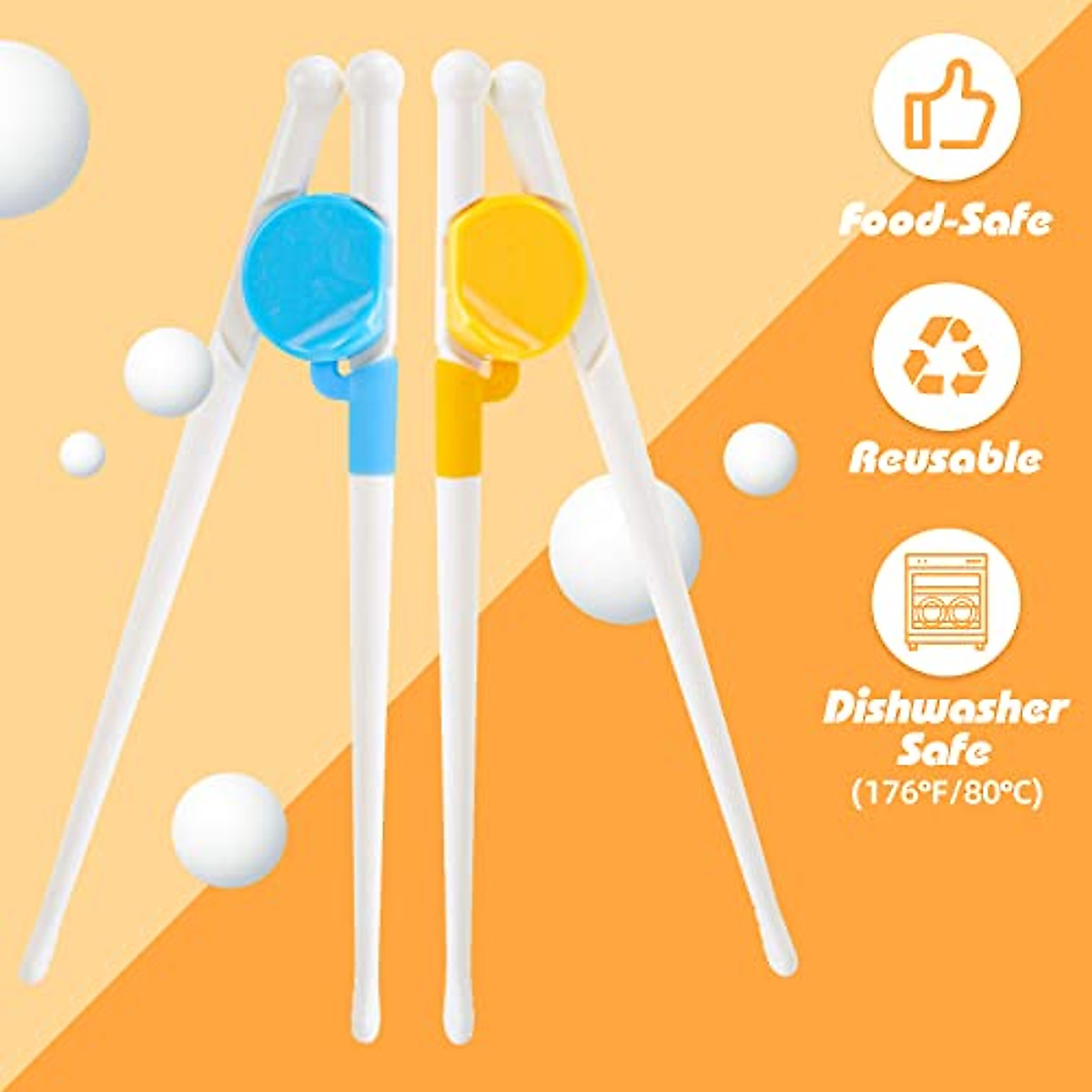 HANSGO Kid Training Chopsticks, 4 Pairs Colorful Learning Chopsticks Detachable Training Chopsticks for Kids Toddler Children Left or Right Handed Dishwasher Safe