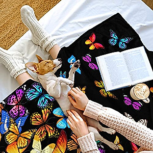 Butterfly Blanket Beautiful Butterfly Throw Blanket Ultra Soft Flannel Colorful Butterflies Blanket Gifts for Kids Adults 50"x40"