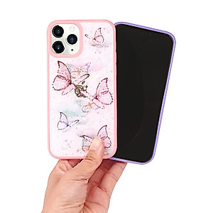 MUNDULEA Compatible with iPhone 13 Mini case Butterfly Clear Bling Women Girl Cute Soft TPU Fashion Cover for iPhone 13 Mini (Butterfly Pink)