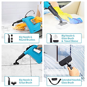 Upholstery Steam Cleaner, Handheld Steamer for Cleaning, Steam Cleaner with Continuous Steam Lock, 120℃ Pressurized Steam for Couch, Furniture, Grout, Tile, Add Water Anytime, Save Time and Effort