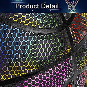 KPASON Basketball, Holographic Reflective Glowing Basketball, Indoor Outdoor Night Basketball Game, Adult & Kids Girls Boys Basketball Gift, Composite Leather Basketballs