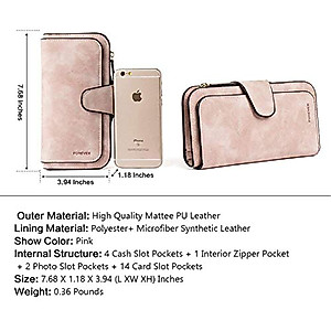 Wallets for Women Leather Clutch Phone Purse Ladies Wallet RFID Credit Card Coin Holder Bifold