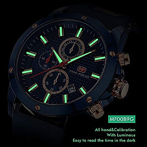 Mini Focus Mens Watch Casual Sports Watches (Chronograph/Waterproof/Luminous/Calendar) Silicon Band Fashion Quartz Watch for Men (All-Black)