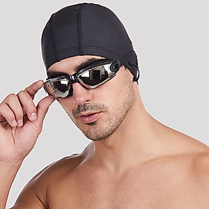 Zsling Swim Goggles, Swimming Goggles No Leaking Full Protection Adult Men Women Youth, Mirrored Anti Fog Goggles, Competitive Swim Goggles (Clear Black)