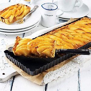 3 Pieces Rectangular 14 Inch, 10 Inch, 4 Inch Mini Tart Pans with Removable Bottom, Nonstick Quiche Pie Pan for Cakes Desserts