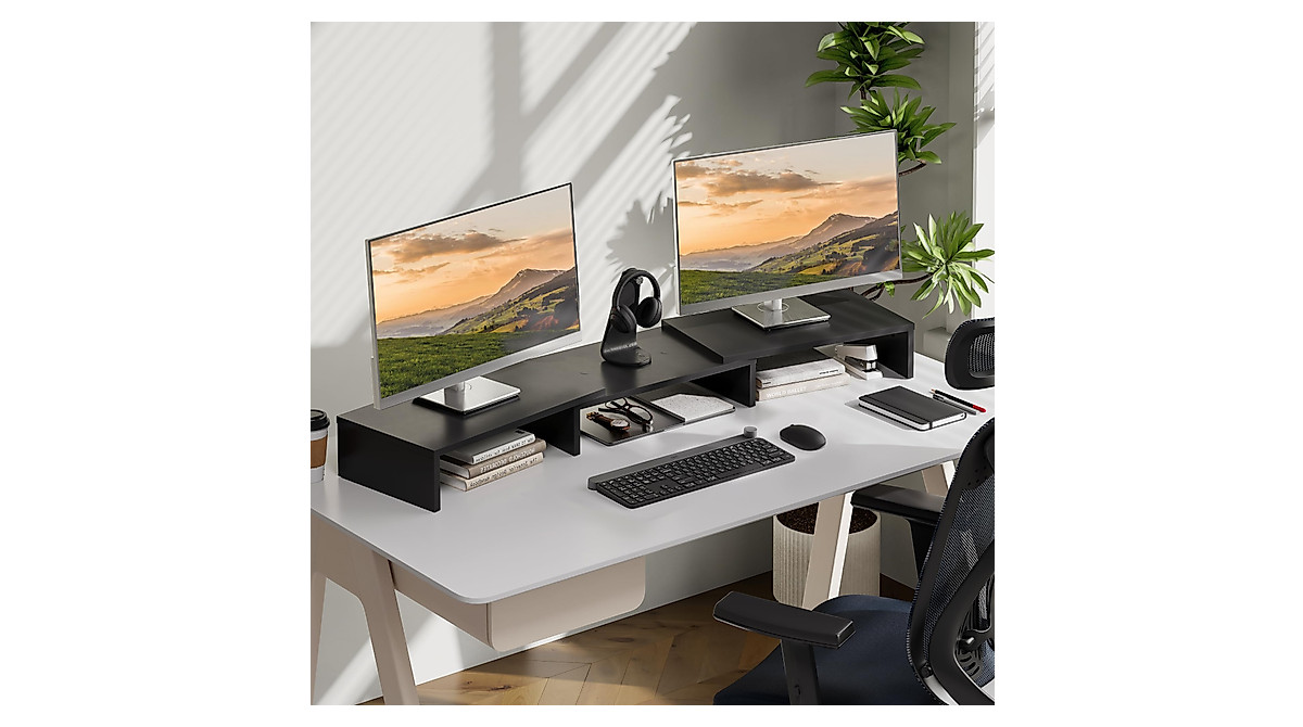 FITUEYES Dual Monitor Stand - Ergonomic 3-Shelf Monitor Riser