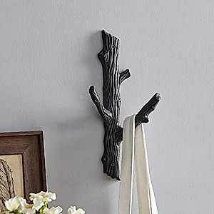 Danya B. Double Cast Iron Tree Branch Coat Hook 2-Piece Set | Wall Mounted | For towels, bags, purses, coats, jackets, scarves, hats, caps | Use in Entryway, Bedroom, Hallway, Bathroom, Kitchen- Brown