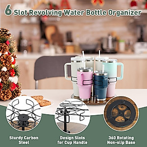 Water Bottle Organizer for Stanley Cup, 25-40 oz Tumbler Organizer with Handle, 6 Slots Rotatable Cup Tumbler Holder Water Bottle Rack, Kitchen Organizers and Storage for Stanley Cup Accessories