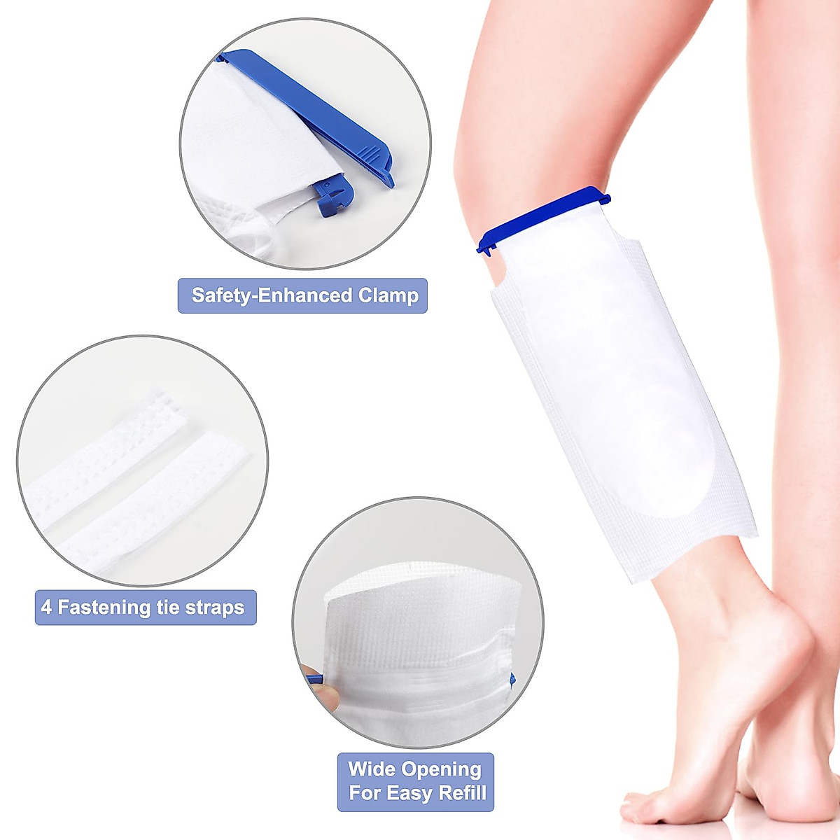 10 Pack Refillable Ice Bags with Clamp Closure 6-1/2 x 14 Reusable Medical ice packs for injuries Easy Filling Hospital Icepack with Soft Outer Covering with Leak Proof closure, Super soft Inner Layer