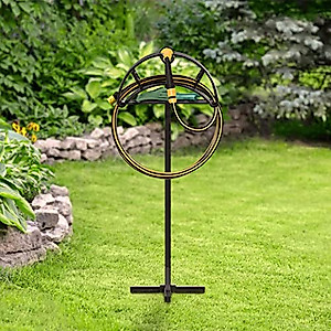 Coonoor Garden Hose Holder Hanger Water Hose Organizer Stand with Layer of Storage, Black