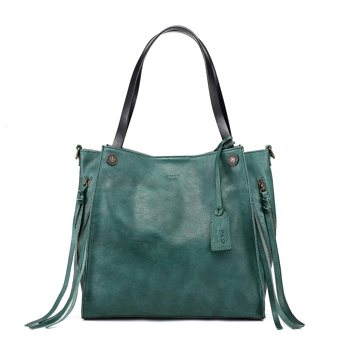 OLD TREND Leather Daisy Leather Tote Hand-painted Vintage Genuine Leather Handbag (Vintage Green)