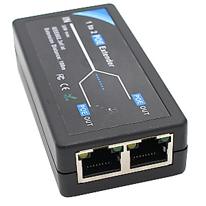 POE Extender 2 Port PoE-Powered PoE-sourcing ethernet Switch Repeater 100m 1 in 2 Out Comply IEEE 802.3af/at Standard 10,100Mbps for Security Camera Over Cat5/Cat6 or UTP Cables