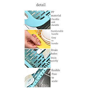 FENGZIZH Adjustable Dish Drainer Dish Rack Over The Sink,Drying Rack, Extendable Vegetable Fruit Washing Basket, Collapsible Strainer Basket,Plastics(Grey+White)