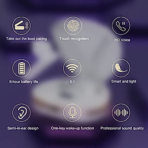 Wireless Bluetooth Headset, Stereo Sports Headphones, Touch Control Earphone, Rechargeable Earphones, with LED Display, Bluetooth V5.1, for Sports, Work, Games(Black)