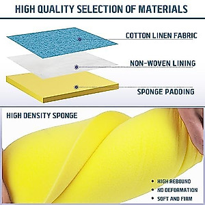 ROFIEJOX Bench Cushion 36 inch - Imitation Linen Fabric, Indoor Outdoor Long Seat Furniture, High-Density Foam, Non-Slip Design for Window Patio Garden, (36x14x3) Light Azure