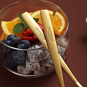 Berglander Gold Dinner Forks of 12, Stainless Steel Titanium Golden Plating Fork Set, Forks And Spoons Silverware, Spoons And Forks Set