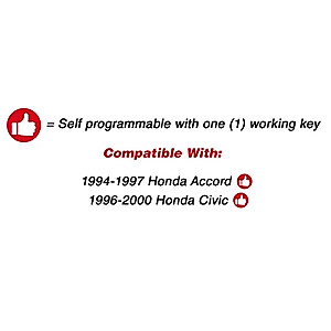 KeylessOption Keyless Entry Remote Car Key Fob for 94-97 Honda Accord 96-00 Civic A269ZUA106