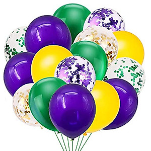 80PCS Mardi Gras Party Balloons Decoration Supplies - Purple Green Gold Mardi Gras Themed Latex Balloons Party Decorations