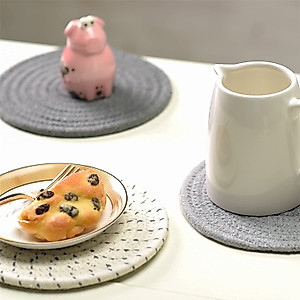 3Pcs Trivet Pot Holder, Hot Pads for Kitchen, Heat Resistant Trivets 100% Cotton Round Woven Potholders Set for Cooking and Baking, 7 Inch(Multicolor)