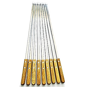 Voniel 23.5 Inch Extra Long Large Kabob Skewers,12pcs Flat Wide Stainless Steel BBQ Skewer,Reusable Barbecue Stick for Grilling,Metal Heavy Duty Thick Kebab with Wooden Handle with Bag.