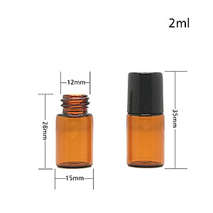 Furnido 25 Pack 2ml Amber Glass Roll on Bottle For Essential Oils,Perfume Vial with Stainless Steel Roller Ball,Black Caps Mini Sample Vials Cosmetics Small Container