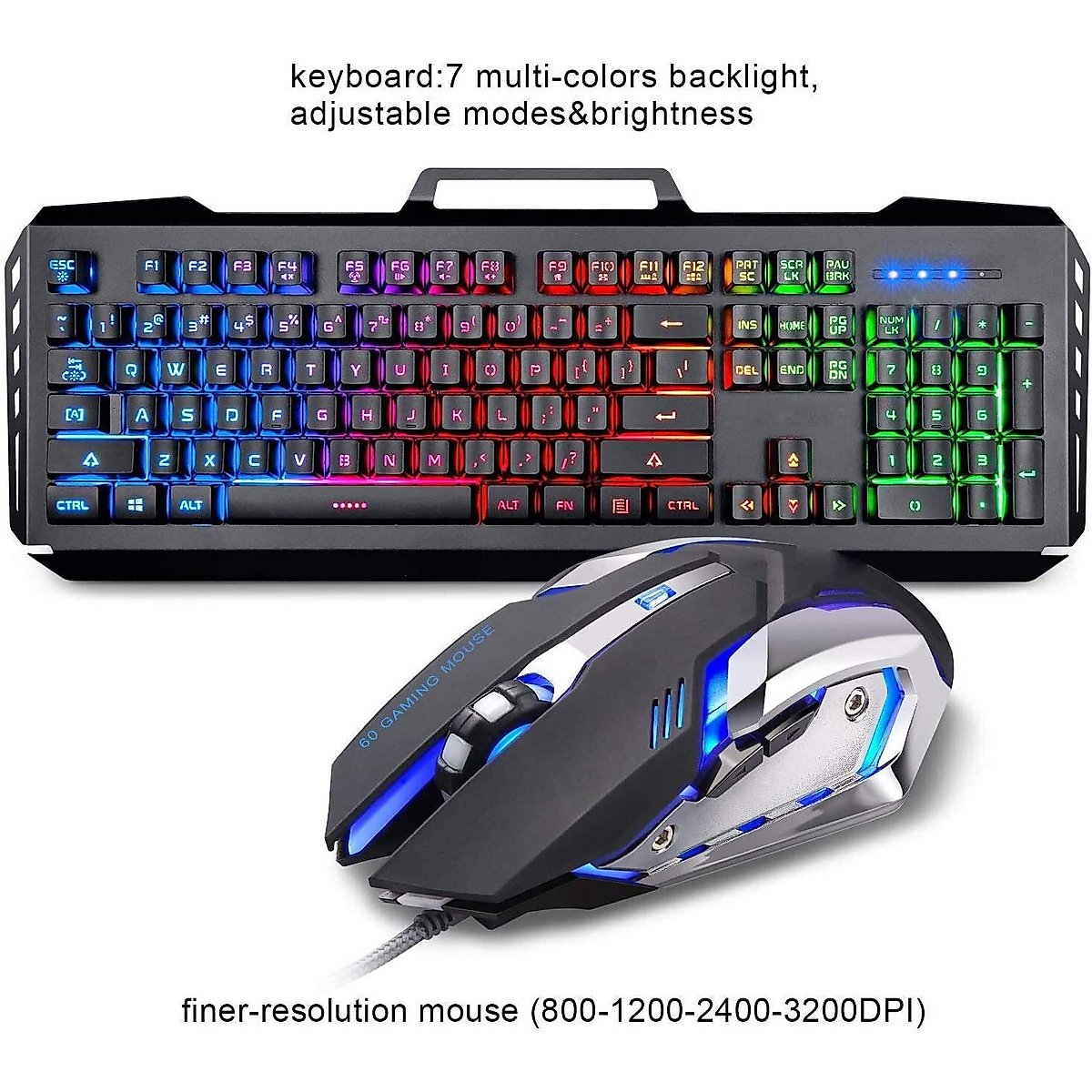 HJJWL Gaming Keyboard and Mouse, Gaming Keyboard and Mouse Wired Keyboard with Backlight Keyboard Silent Gaming Mouse Set for PC Laptop