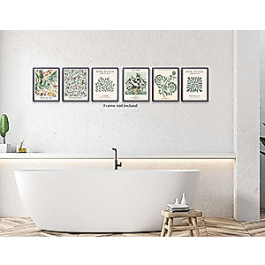 Green Gallery Flower Market Posters for Room Aesthetic Floral Set of 6 Famous Matisse William Morris Van Gogh Canvas Wall Art Botanical Plant Print Painting Danish Pastel Wall Decor 8x10in Unframed