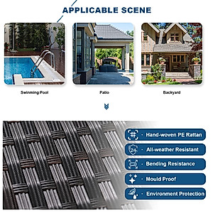 Kullavik 6PCS Outdoor Patio Furniture Set PE Wicker Rattan Sectional Sofa Patio Conversation Sets,Navy Blue