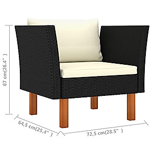 loibinfen Patio Sofa Poly Rattan and Solid Eucalyptus Wood, Patio Chair Outside Chair Outdoor Dining Chair Patio Club Chair with Armrest for Outside Lawn, Garden, Backyard_4068