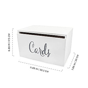 Darware Wooden Wedding Card Box for Reception, White Decorative Card Receiving Box for Birthdays, Showers, Graduations and More