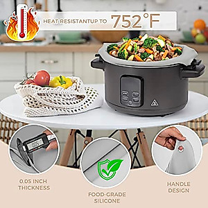 Silicone Slow Cooker Liners Compatible with 6-8 Quarts Crockpot, Reusable Slow Cooker Liner (Grey and Yellow)