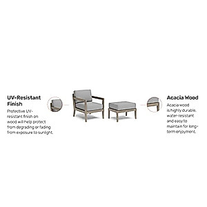 homestyles 5675-12-90 Sustain Outdoor Lounge Chair with Ottoman, Gray