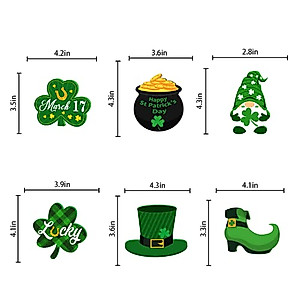 St Patricks Day Tiered Tray Decor,6 Pcs Pot Of Gold Decorations St Patricks Day Centerpiece, Wooden St Patricks Day Decorations Tiered Tray St Patrick day Gnomes Shamrock St Patricks Tiered Tray Decor