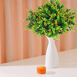 Edvision 9 Bundles Artificial Flowers, Outdoor UV Resistant Fake Flowers No Fade Artificial Plants for Indoor Outside Hanging Planter Window Box Garden Porch Patio Yard Home Wedding Decor (Orange)