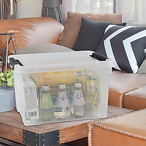 Fiazony 4-Pack 24 Quart Storage Box, Clear Plastic Storage Bin with Wheels