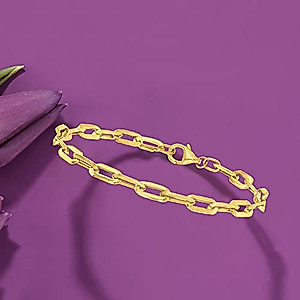 Ross-Simons Italian 14kt Yellow Gold Paper Clip Link Bracelet. 7 inches