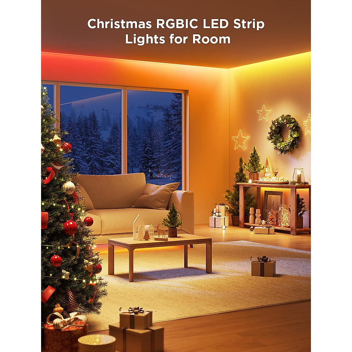 Govee 65.6ft RGBIC LED Strip Lights, Color Changing LED Strips, App Control via Bluetooth, Smart Segmented Control, Multiple Scenes, Enhanced Music Sync LED Lights for Bedroom, Party (2 X 32.8ft)