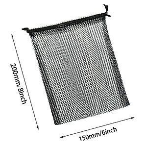 Bxian 6PCS 6x8inch Black Nylon Drawstring Mesh Bag Small Travel Organiser Laundry Bag for Carrying Sports Equipment and Ball and Clothes