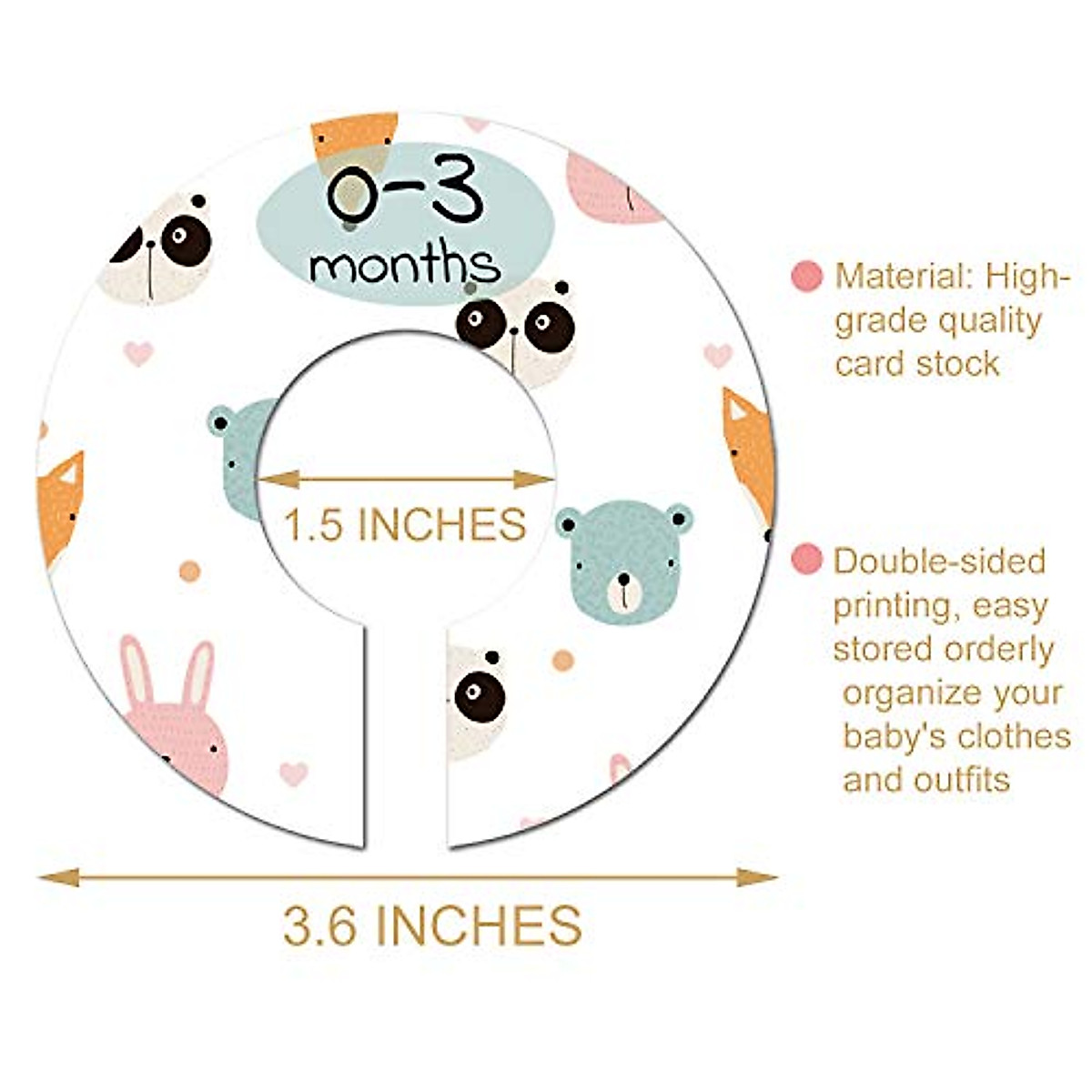 Baby Closet Size Dividers, Cute Animal Nursery Clothes Organizer, Baby Closet Dividers from Newborn Infant to 24 Months, Baby Shower Set for Boys and Girls, 7 Pack.